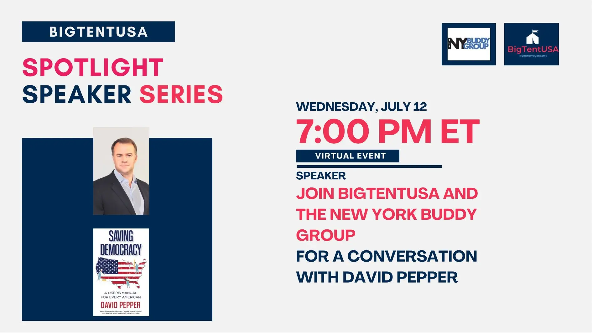 Spotlight Speaker: David Pepper, Saving Democracy - BigTent USA